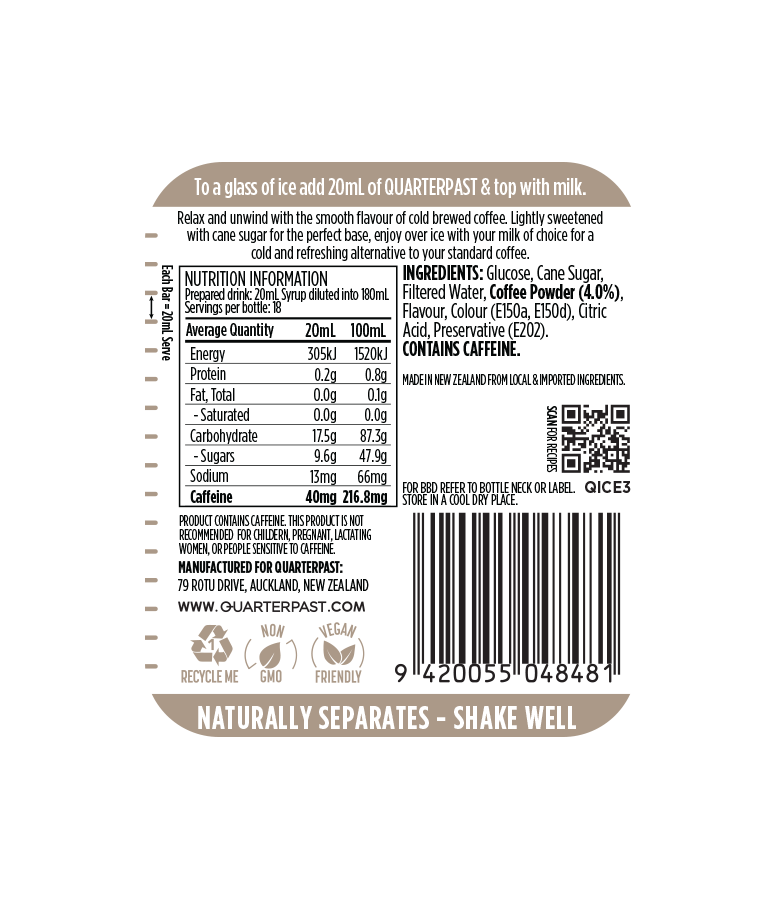 Iced Coffee - Original 360mL – QUARTERPAST NZ